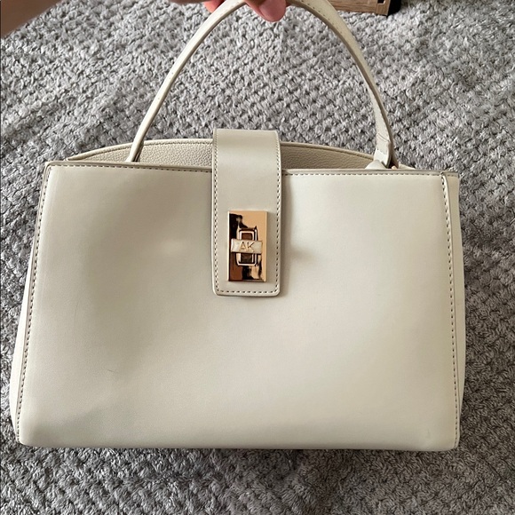 Anne Klein | Bags | Anne Klein Cream Satchel With Gold Accent | Poshmark